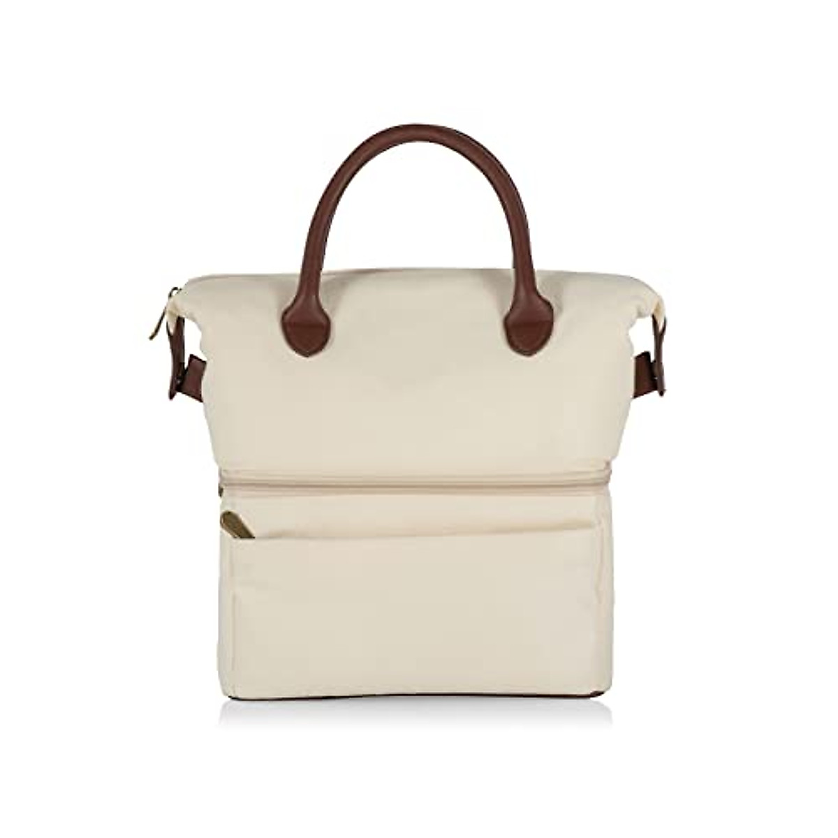 PICNIC TIME ONIVA - a brand - Urban Lunch Bag, Cooler Lunch Tote, Insulated Lunch Bag, (Beige with Brown Accents), 9.75 x 5.5 x 10.1