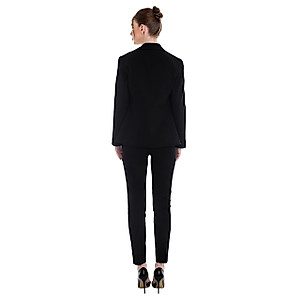 Marycrafts Women's Pant Suits Set – Professional Business Suiting Blazer and Pants 2 Piece Outfit 14 Black