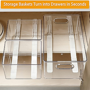 Summark 4 PCS Pull out Rail for Baskets or Bins.Storage and Organization Accessories for Cabinet,Shelves.DIY Drawer Organizers Slides