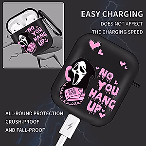 Scream Ghost Airpod Case 2nd Generation - Ghostface Airpods 2nd/1st Generation Case Cover - Horror Funny Cool Case for AirPods 2nd&1st Generation with Keychain (Black)