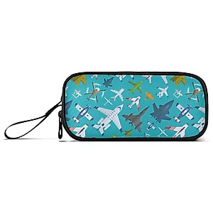 Fisyme Aircraft Airplane Pencil Case Large Capacity Pen Box Makeup Pouch Holder Organizer Stationery Bag for School Office College Traval Adults