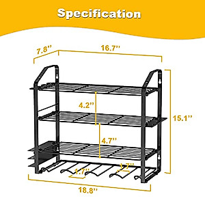 Kcysta Power Tool Organizer, 4 Tier Power Tool Organizer Wall Mount, Heavy Duty Tool Organizers with Drill Holder, Tool Rack Tool Holder Storage Tool Shelf, Black