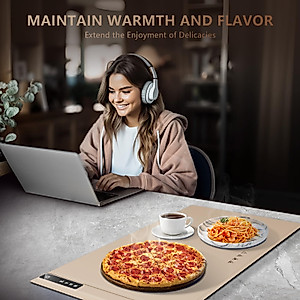 Food Warming Mat - Fast & Full Surface Heating, Silicone Warming Mat for Food with Adjustable Temperature, Warming Trays for Buffets Party, Portable Food Warmer for Countertop