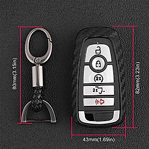 M.JVisun Soft Silicone Rubber Carbon Fiber Texture Cover Car Key Fob Case For Ford Ecosport Edge Escape Explorer F-150 Raptor F-250 F-350 F-450 F-550 Fusion Mondeo Mustang Ranger -Black-Weave Keychain
