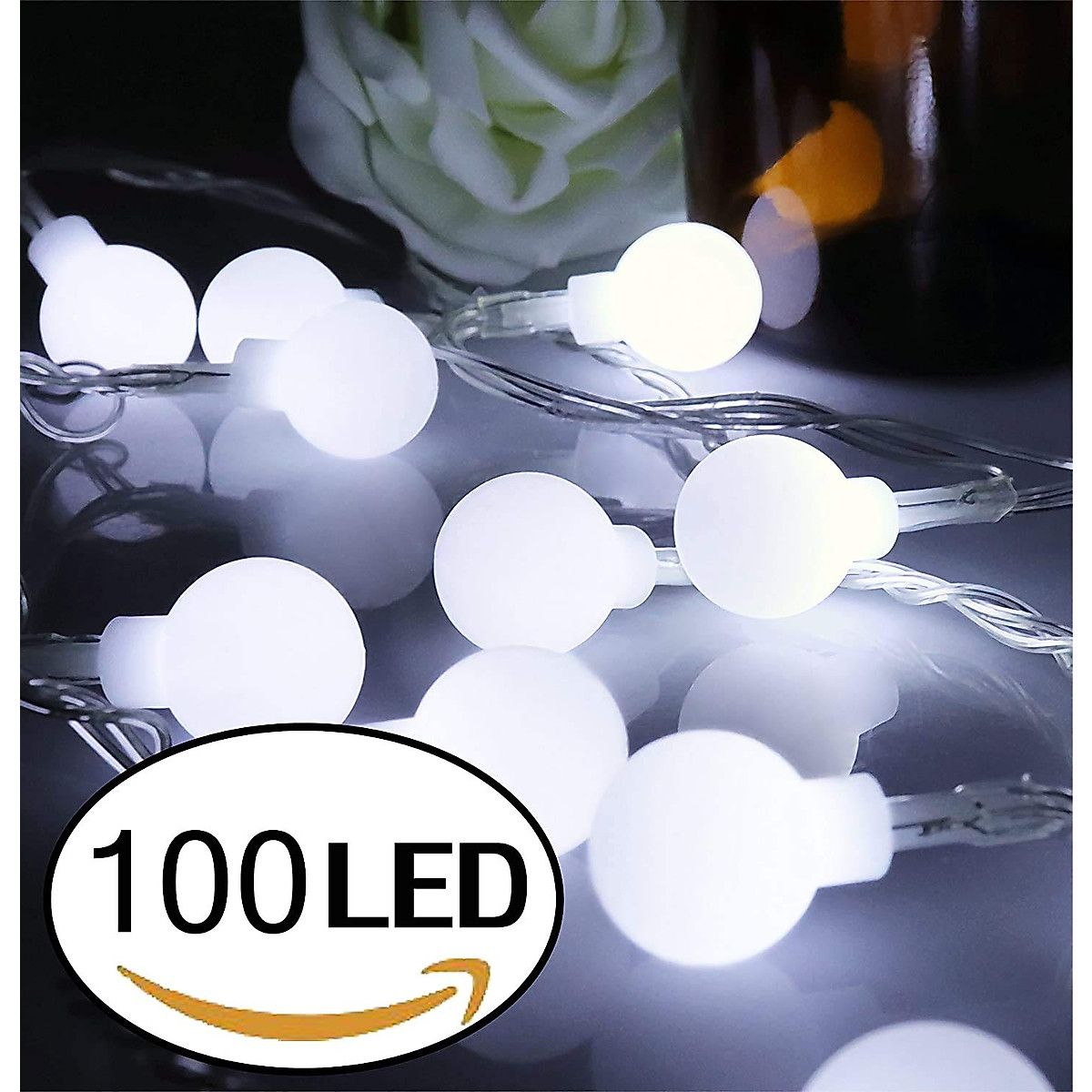 100 LEDs Globe Fairy String Lights 33 Inches Indoor String Lights for Bedroom Garden Party Outdoor Decorations White