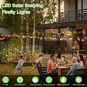 YOULESHU Solar Firefly lamp, Garden Lawn Firefly lamp, Outdoor Waterproof Solar lamp, Wind Swaying lamp, Solar Garden Light, Patio, Path, Lawn Decoration（4 Pack Warm Light）