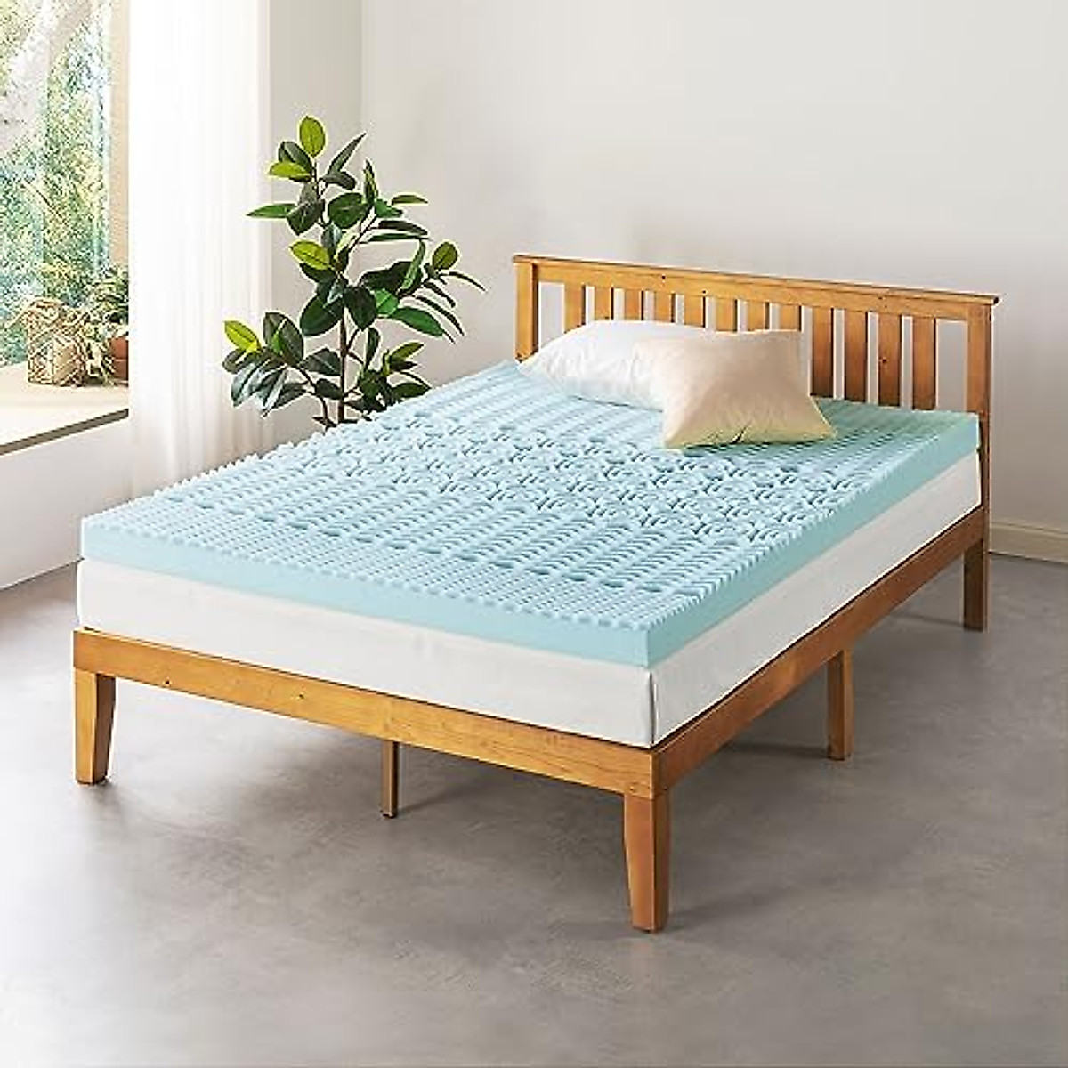 Mellow 4 Inch 5-Zone Memory Foam Mattress Topper, Cooling Gel Infusion, Twin XL