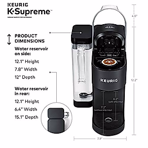 Keurig K-Supreme Coffee Maker, Single Serve K-Cup Pod Coffee Brewer, With MultiStream Technology, 66 Oz Dual-Position Reservoir, and Customizable Settings, Black