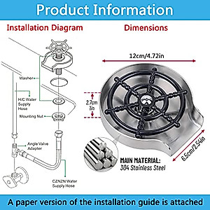 Wonglea Glass Rinser for Kitchen Sink,Cup Washer for Sink,Stainless Steel Bottle Washer,Faucet Glass Cleaner Sink Attachment,Automatic Cup Cleaner for Sink in Homes, Bars, Coffee