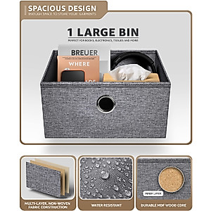 Sorbus Nightstand 1-Drawer Shelf Storage - Bedside Furniture & End Table Chest Dresser with Steel Frame, Wood Top & Easy Pull Fabric Bins for Home, Bedroom, Closets, Bathroom, Office & College Dorm