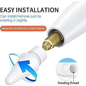 Replacement Tips Compatible with Apple Pencil 2 Gen iPad Pro Pencil - iPencil Nib for iPad Pencil 1 st/Pencil 2 Gen White 12 Pack