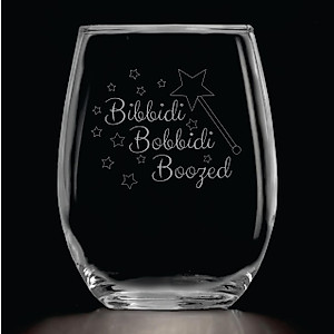 Bibbidi Bobbidi Boozed - 15 oz Stemless Wine Glass - Movie Gifts - Funny Birthday Present - Fairy Godmother - Cinderella Princess Theme