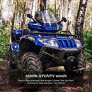 Anbull 12V 4500lb Electric Winch,Synthetic Rope ATV UTV Winch with Mounting Bracket/Wireless Remote Control for Towing ATV/UTV