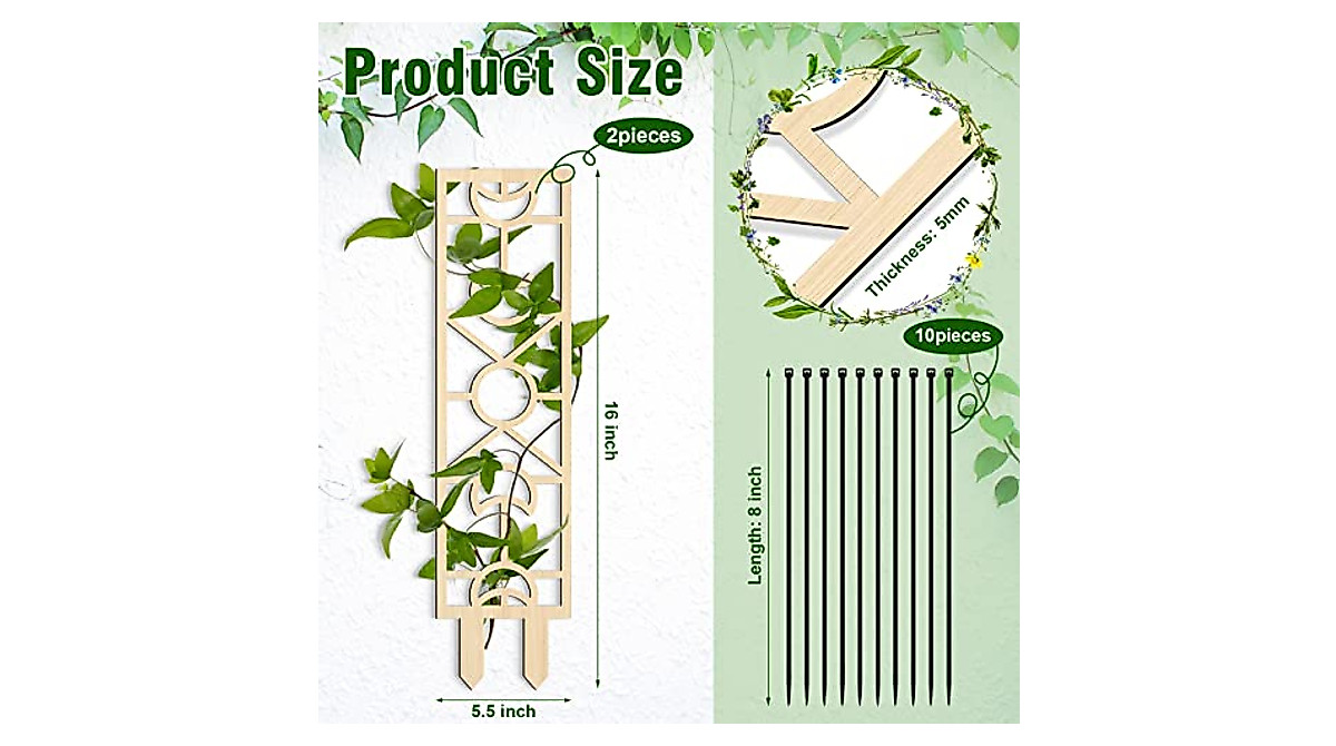 Yalikop Wooden Moon Trellis Set - Stylish Indoor Plant Support