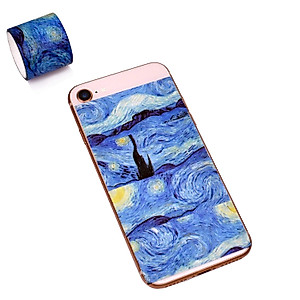 DAPUTOU Washi Tape Set of 12 Rolls,Van Gogh Starry Night Decorative Green Leaves Floral Blue Yellow Washi Masking Tape Sets for Craft,Kids,Scrapbook,DIY,Gift Wrapping(Yellow)