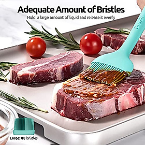Angled Large Silicone Basting Brush, U-Taste 600ºF Heat Resistant 9.8 inch Kitchen Pastry Cooking Baking Food Rubber Head-Up Baster Brush for Oil Sauce BBQ Butter Grill Meat Egg Bread (Aqua Sky)