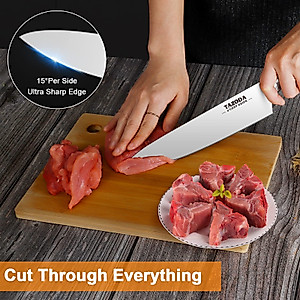 Knife Sets for Kitchen with Block, 15 Pieces Kitchen Knife Set, German Stainless Steel Knives Set for Kitchen, Dishwasher Safe Knife Block Set, Knife Set with Sharpener, Professional Chef Knife