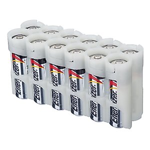 Storacell 12AAMS by Powerpax AA Battery Caddy, Glow-in-the-Dark Moonshine, Holds 12 Batteries