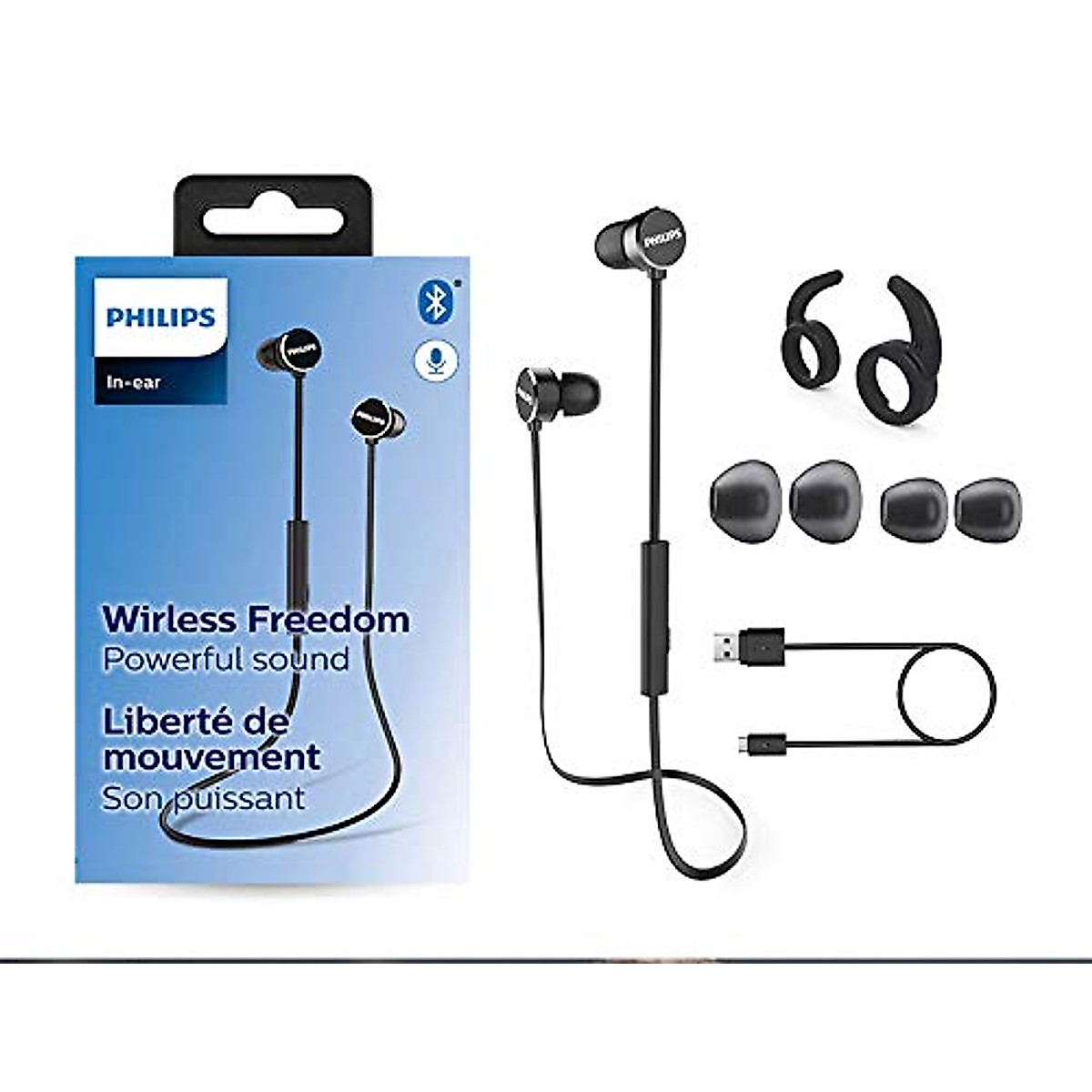 Philips Audio Bluetooth in Ear Headphones UN102BK/00 Wireless in Ears (Bluetooth, 6mm Driver, Fast Charging, Noise Isolation) Black