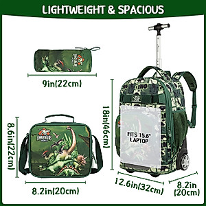 ZBAOGTW Rolling Backpack for Girls,Thickened Base Unicorn Rolling Backpack for Girls with Lunch Box and Pencil Box,Kids Rolling Suitcase18.9"x12.6"x8.26"