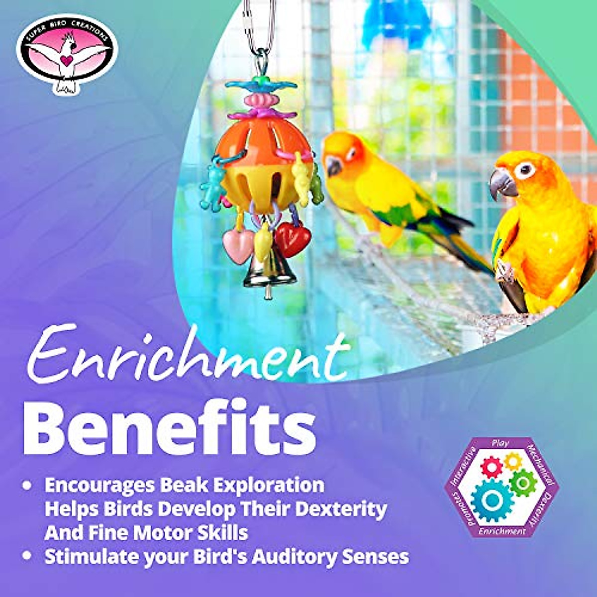 Super Bird Creations SB1086 Having a Ball Bird Toy, Small/Medium Bird Size, 6" x 2" x 2"