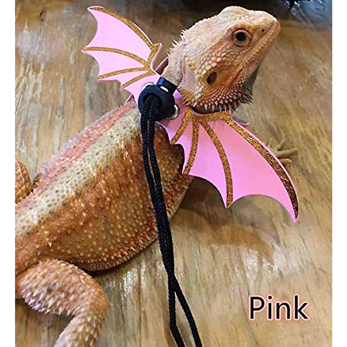 Bearded Dragon Leash and Harness Adjustable Leather Wings Costume Carrier from Baby to Juvenile Lizard Iguana Gecko Chameleon Hamster Ferret Reptile Walking Leash S M L 3 Pack
