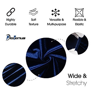 Pico Textiles 2 Yards Bolt - Navy Stretch Velvet Fabric - Sold by The Bolt - Variety of Colors - Ideal for Sewing Apparel, Dresses, Skirts, Costume and Craft