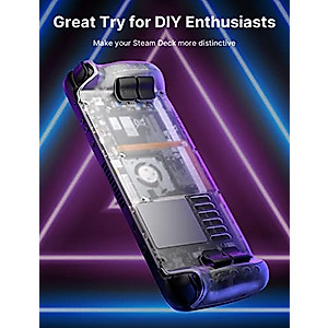 JSAUX Transparent Back Plate Compatible for Steam Deck, DIY Clear Edition Replacement Shell Case Compatible with Steam Deck, Buttons with Three Different Heights and Feel - PC0106 [Crystal]