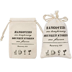 Whaline 20 Pcs Bachelorette Hangover Kit Bags Cotton Gift Bags Muslin Drawstring Party Favors for Wedding Survival Recovery Bachelorette Party and Bridesmaid Gifts (4" x 6")