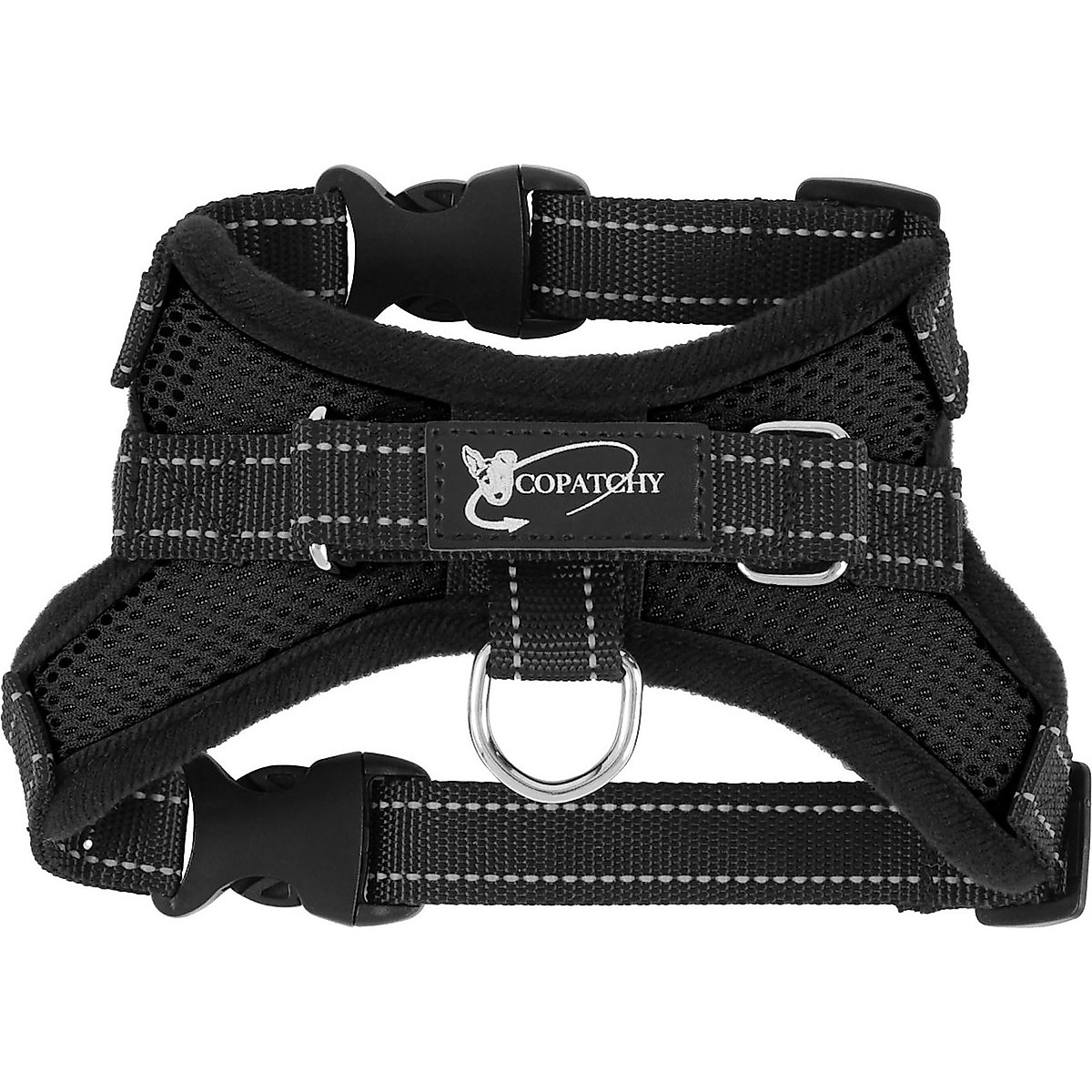 Copatchy Dog Harness Small Sized Dogs - All Weather Mesh overhead adjustable no pull Vest Puppy reflective Harness with handle for Extra Small and Small Dogs by Copatchy - Harness (Black) X-Small