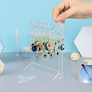 NatSumeBasics Earring Holder Stand Clear Acrylic Earrings Rack Mini Hangers Display Stand Jewelry Organizer Storage for Women Girls (Clear Earrings Rack)