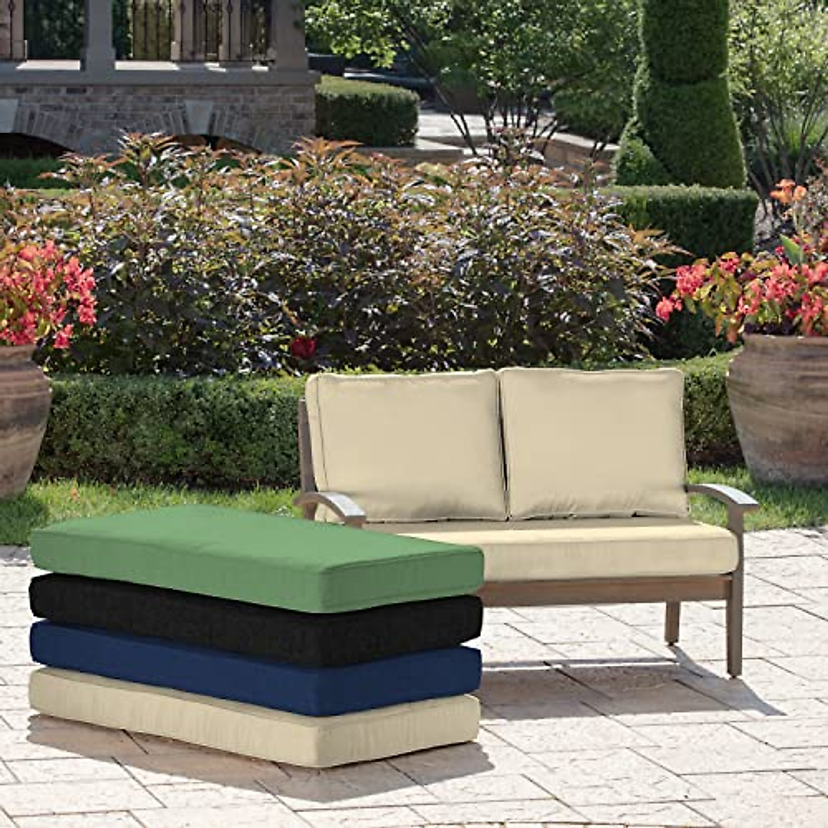 Arden Selections Outdoor Loveseat Cushion Set 46 x 26, Tan Leala