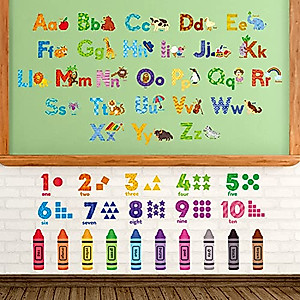 DECOWALL DS-8044 Animal Alphabet Numbers Colour Decals Stickers Kids Peel and Stick Removable for Room décor Letters ABC Classroom playroom Decorations Educational Bedroom Nursery