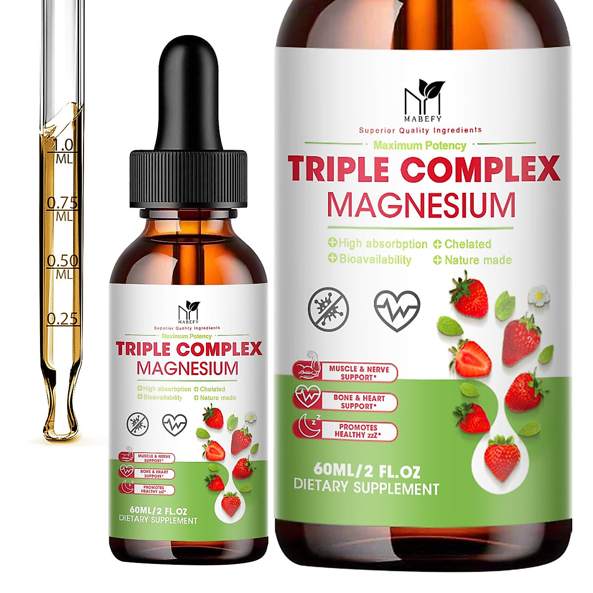 Liquid Magnesium Glycinate 500mg - Triple Complex Magnesium with Glycinate,Malate,Taurate,Chelated Magnesium for Sleep,Cramps,Cardiovascular,Blood Pressure SupportF