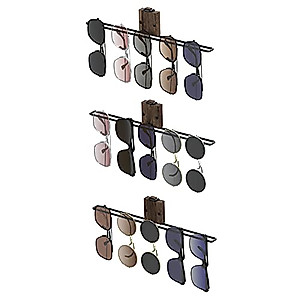 J JACKCUBE DESIGN Wall Mount Wooden Sunglasses Storage Organizer, Set of 3 Eyewear Glasses Display Holder Rack for Entryway, Living Room, Bedroom- MK858A