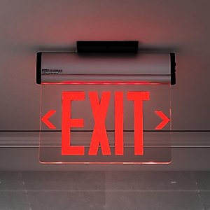 TANLUX Red Exit Signs for Business, LED Edge Lit Exit Sign, UL 924, Hardwired Emergency Exit Lights with Battery Backup, Aluminum Housing with Rotating Acrylic Clear Panel, AC 120/277V, 1 Pack