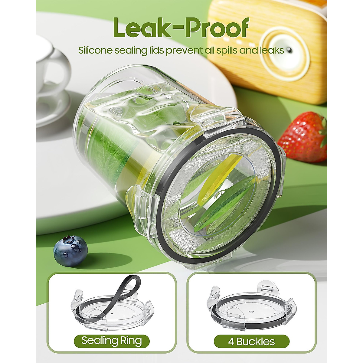 Canfanni Overnight Oats Container with Lids, 4 Pack 13oz Overnight Oats Jars, Plastic Mason Jars, BPA Free, Portable, Leak Proof Oatmeal Containers for Yogurt, Soup, Cereal, Milk and Salad