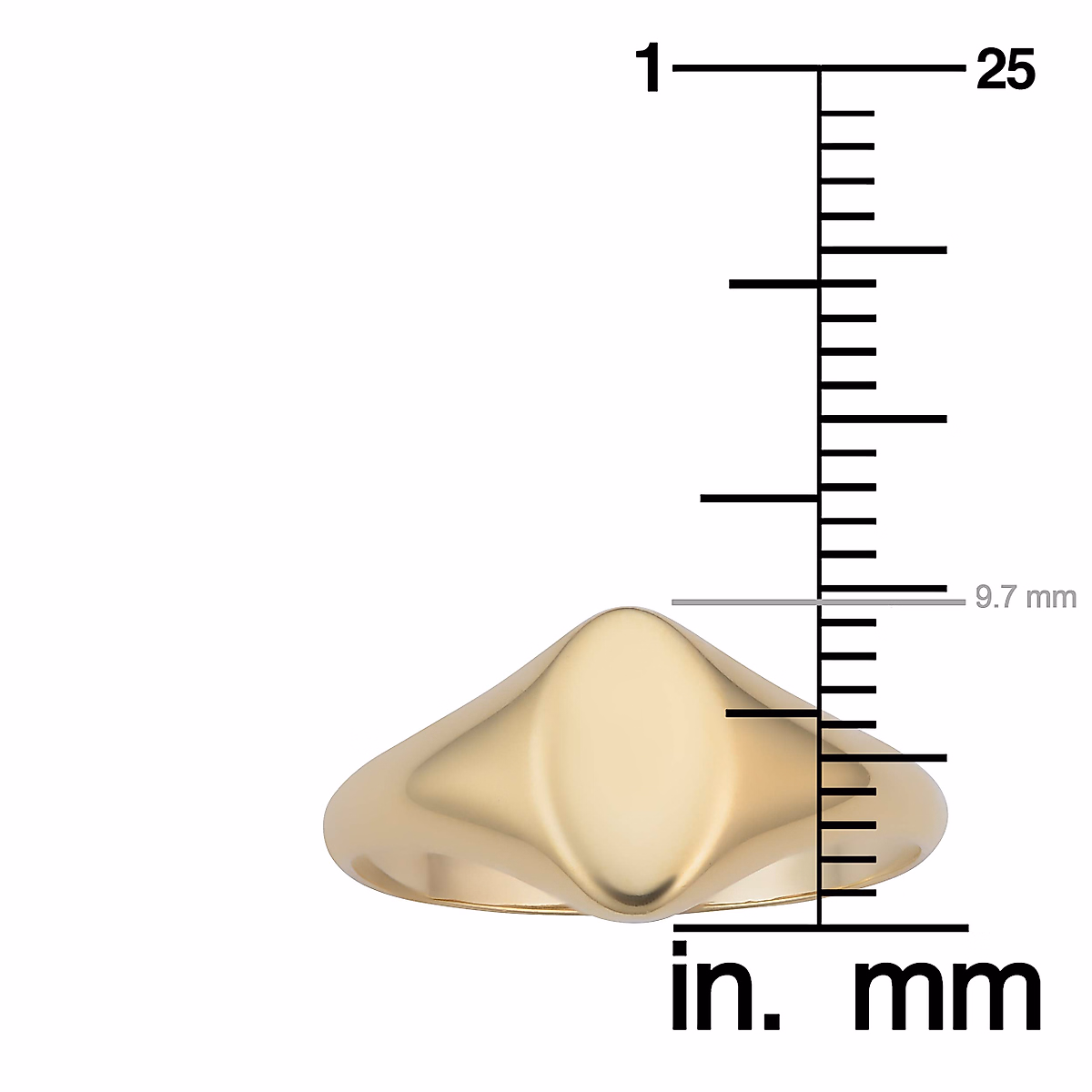 Kooljewelry 14k Yellow Gold 9.7 mm Marquise Signet Ring (size 5)