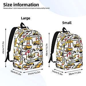 UMTRTLL Truck Car Canvas Backpack Cute Casual Backpacks Construction Pattern Bookbag Daypack Sports Travel Bag For Toddler Teen Boys Girls Men Gifts (Small)