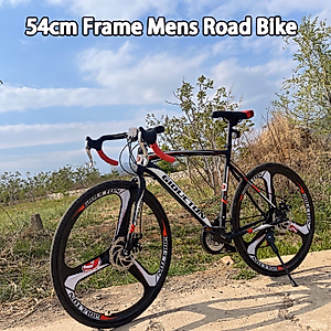 EUROBIKE Road Bike,21 Speed Bicycle with Disc Brake,700C Wheels Road Bikes for Men or Women,49cm/54cm Frame for Adult Cycling Bicycle…(3 Spoke Wheel, 54cm)