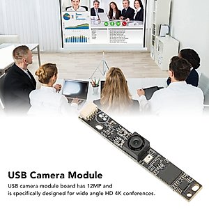 USB Camera Module, 12MP 4K CMOS Sensor Mini USB Camera Board, 123 Degree Wide Angle Lens Noise Free Industrial HD USB Webcam Board Compatible with Windows, Android, Linux, Plug and Play