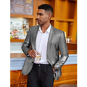 COOFANDY Mens Metallic Jacket Big and Tall Casual Blazer Silver 70s Disco Party Prom Sport Coat