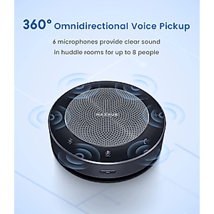 Enther&MAXHUB Upgraded BM21 Bluetooth Conference Speakerphone, Teleconference Speaker with Wireless Charging, USB Speaker with 6 Mics for Home Office, Enhanced 360° Voice Pickup and Noise Reduction