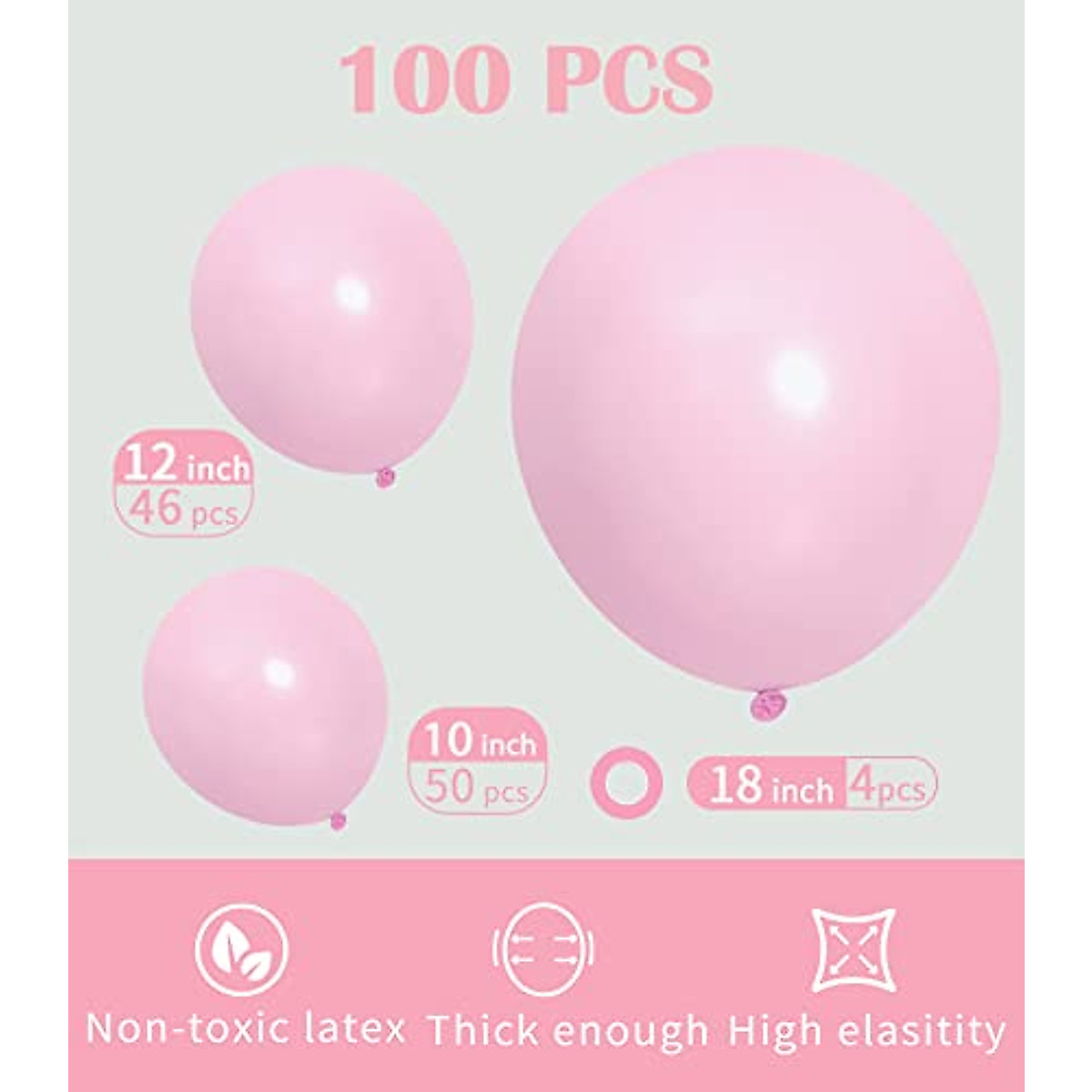 Styirl Pastel Pink Balloons Garland - 100 Pcs 5/10/12/18 Inch Pink Balloon arch Kit for Birthday Party/Easter Decorations/Mothers Day Decor/Baby Shower/Gender Reveal / 2022 Graduation