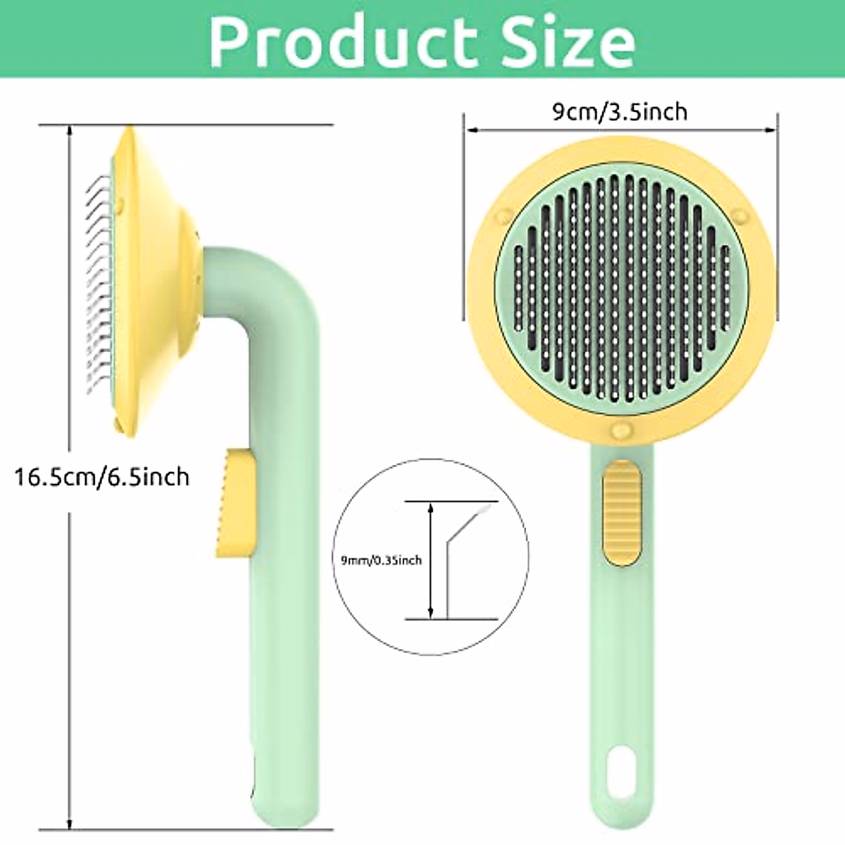 Cat Brush for Shedding - Cat Grooming Brush Cat Brushes for Indoor Cats Self Cleaning Pet Sicker Brush Dog Brush for Long or Short Hairs Easy Removes Mats, Tangles Loose Undercoat Hairs(Green)