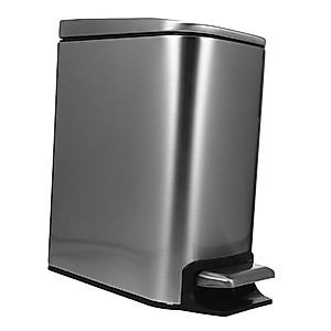 FELTECHELECTR Small Bathroom Trash Can Abs Foot Pedal Trash Can Garbage Can with Lid Stainless Steel Small Bathroom Trash Can with Lid