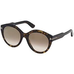 Tom Ford FT0661 52G Dark Havana Rosanna Round Sunglasses Lens Category 2 Lens M