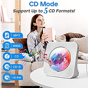 Desktop CD Player with Speakers, ROADOM CD Players for Home, Bluetooth CD Player with Hi-Fi Stereo Sound,Remote Control,Supports CD/Bluetooth/FM Radio/U Disk/AUX/Timer/Repeat