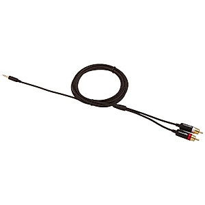Amazon Basics 3.5 Aux to 2 x RCA Adapters, Audio Cable for Amplifiers, Active Speakers with Gold-Plated Plugs, 8 Feet/2.4 m, Black
