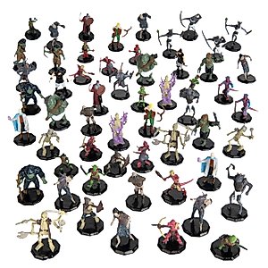 Monster Protectors 56 Fantasy Mini Figures - All Unique Designs - 1" Hex-Sized Compatible with DND Dungeons Dragons, Pathfinder, RPG Tabletop Games - Features Goblins, Orcs, Gnolls, Skeletons & More